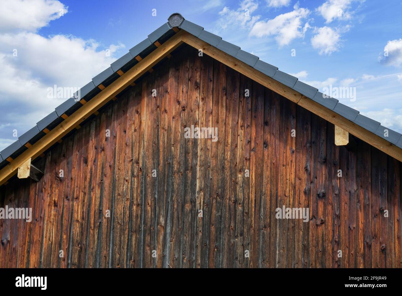 Old wooden house with weathered boards photographed in the forest Stock ...