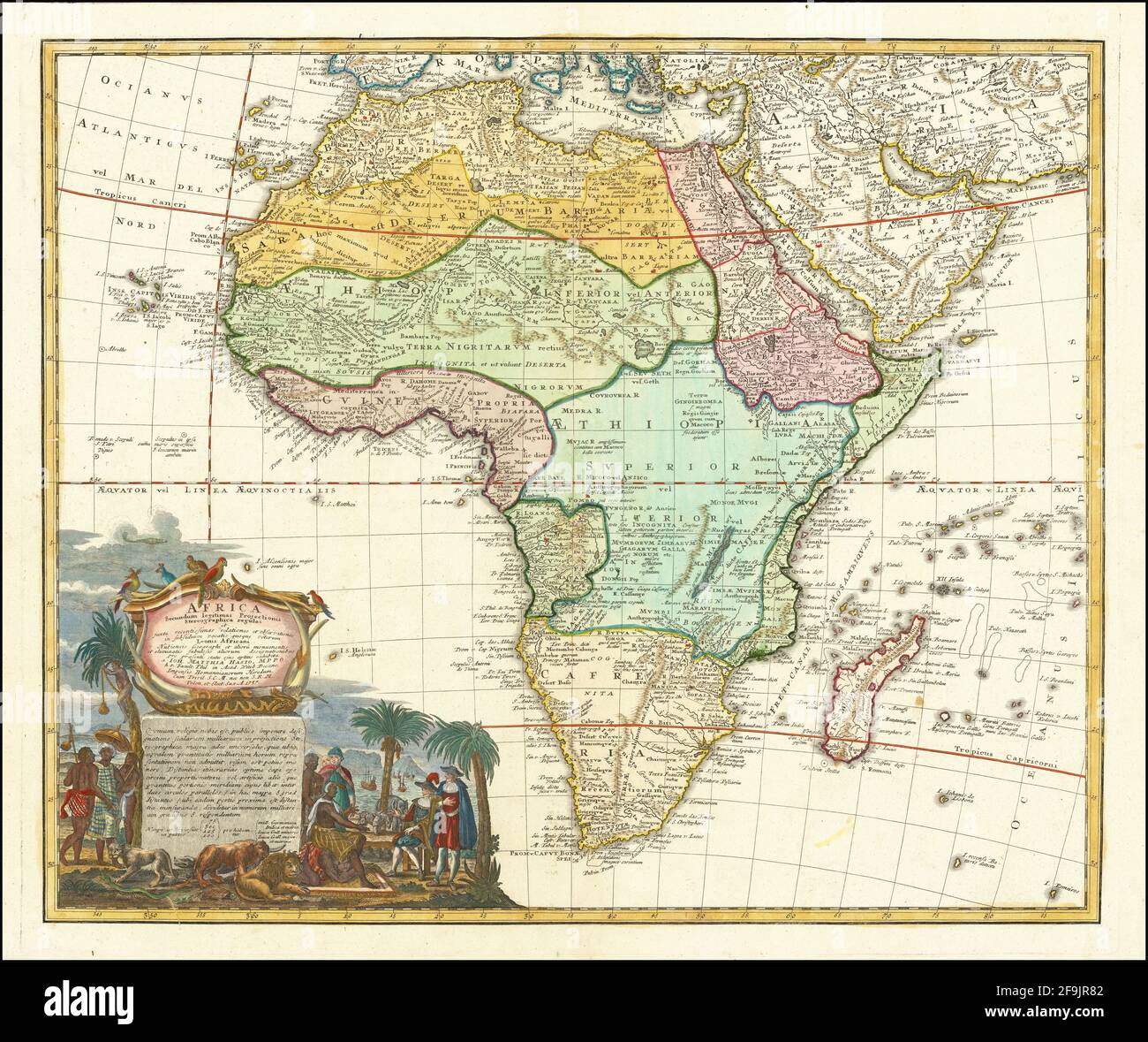 Vintage hand drawn Homann's map of Africa from 18th century. All maps ...