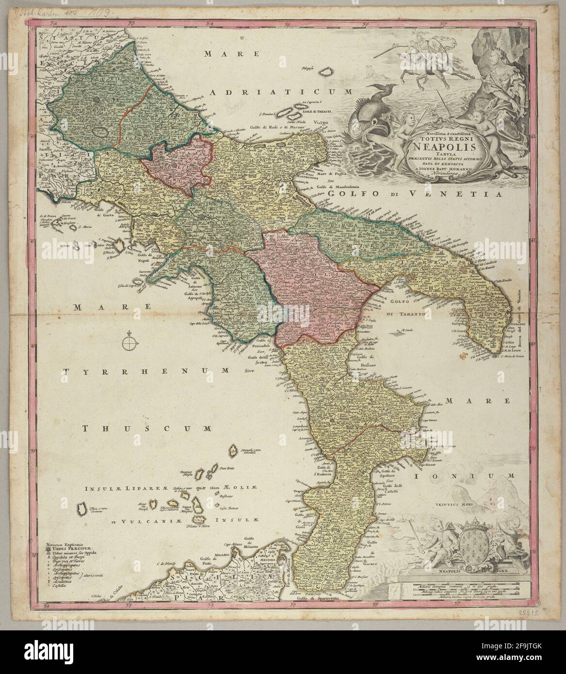 Vintage hand drawn Homann's map of Neapolis from 18th century. All maps ...