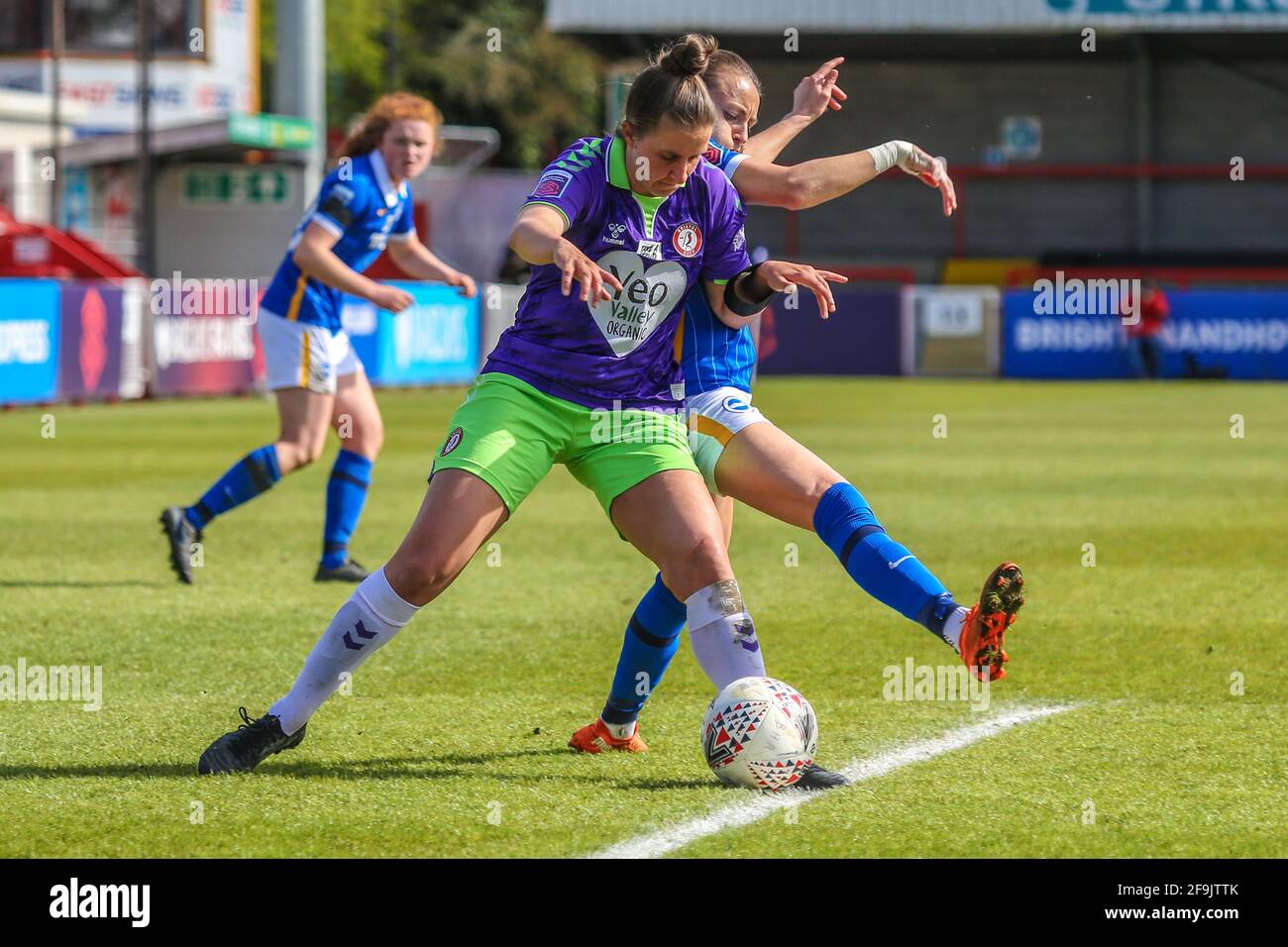 Crawley, UK. 01st Dec, 2019. Kayleigh Green (Brighton 15) is shielded ...