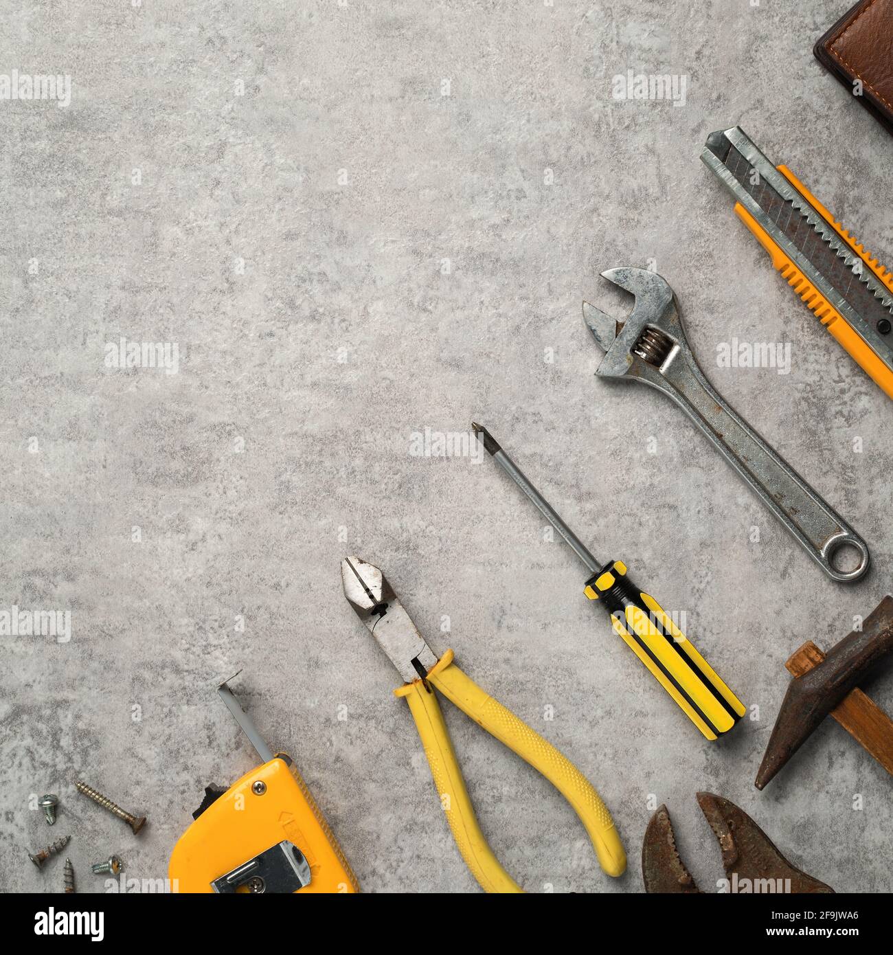 Top view design concept of Father's day and labor day with working ...