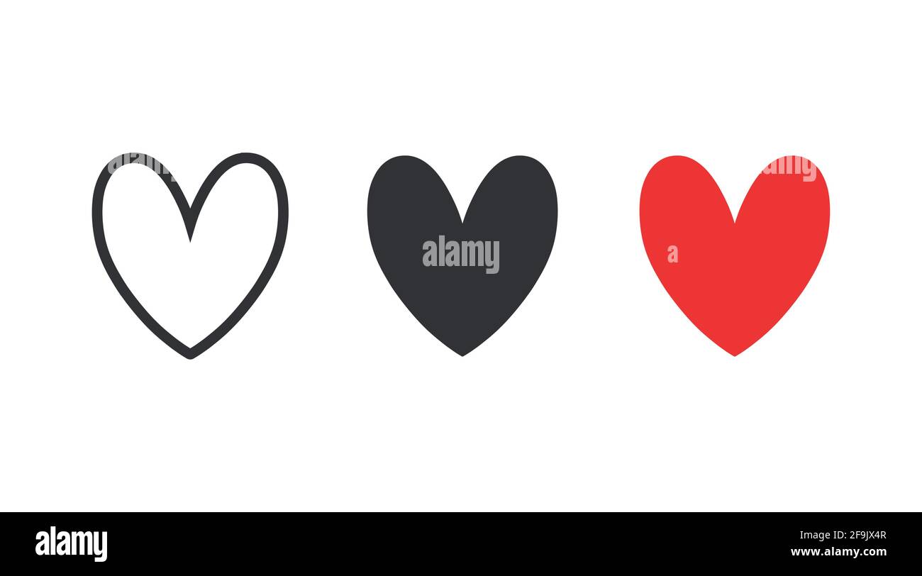 Collection of vector heart icons. Heart symbol set. Simple heart ...