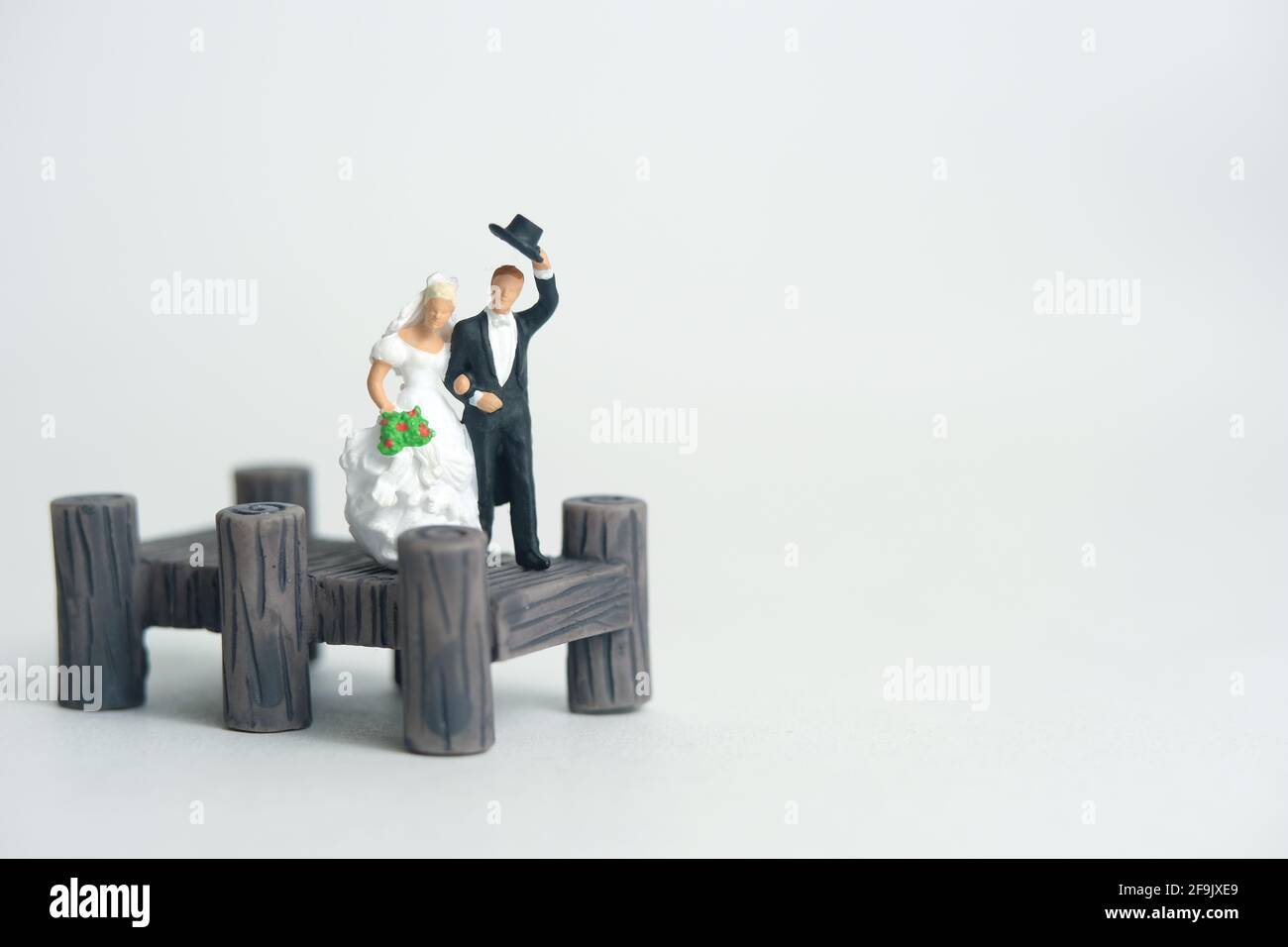 Wedding and marriage newlywed couple concept miniature people toy ...