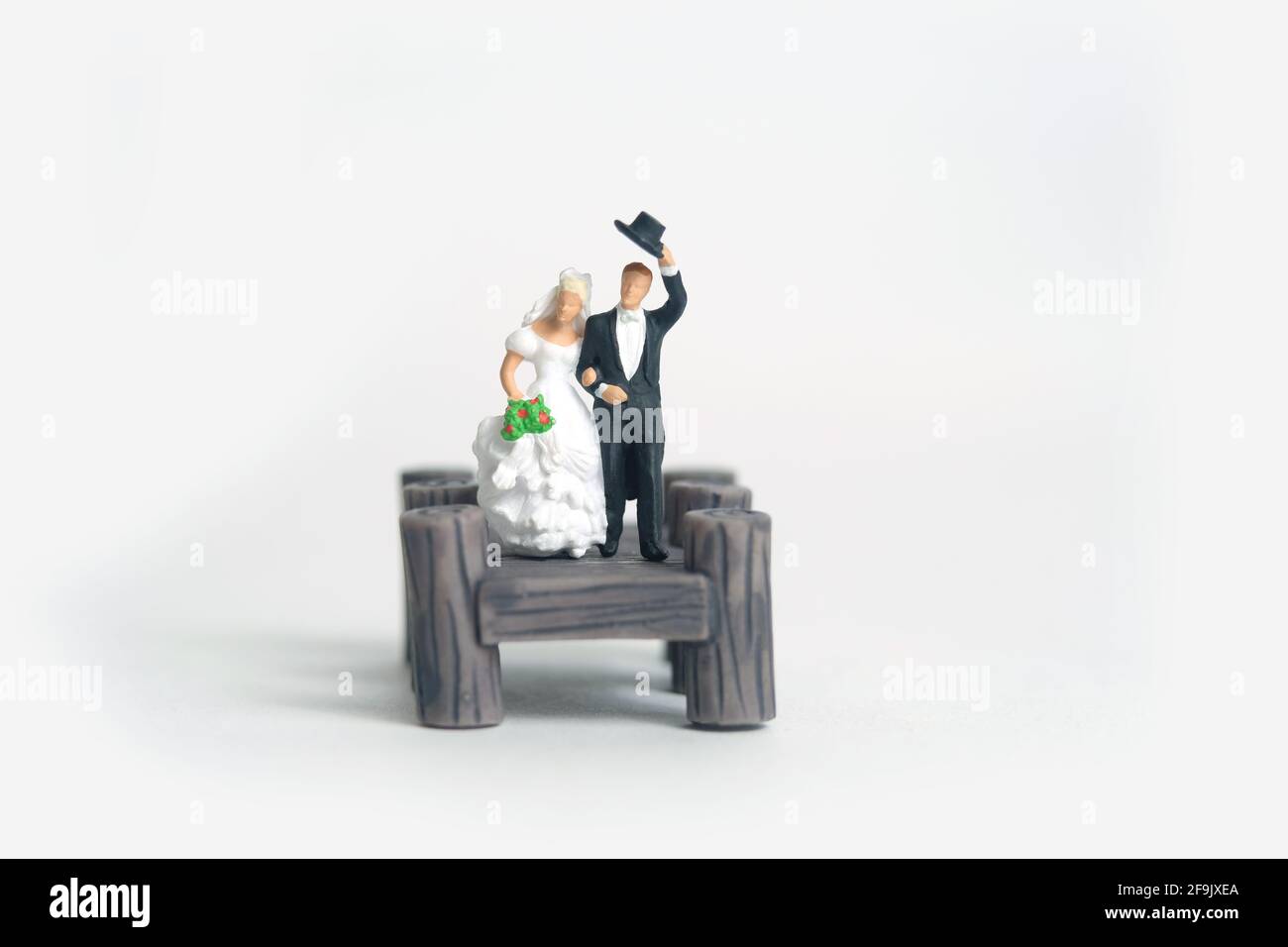 Wedding and marriage newlywed couple concept miniature people toy ...