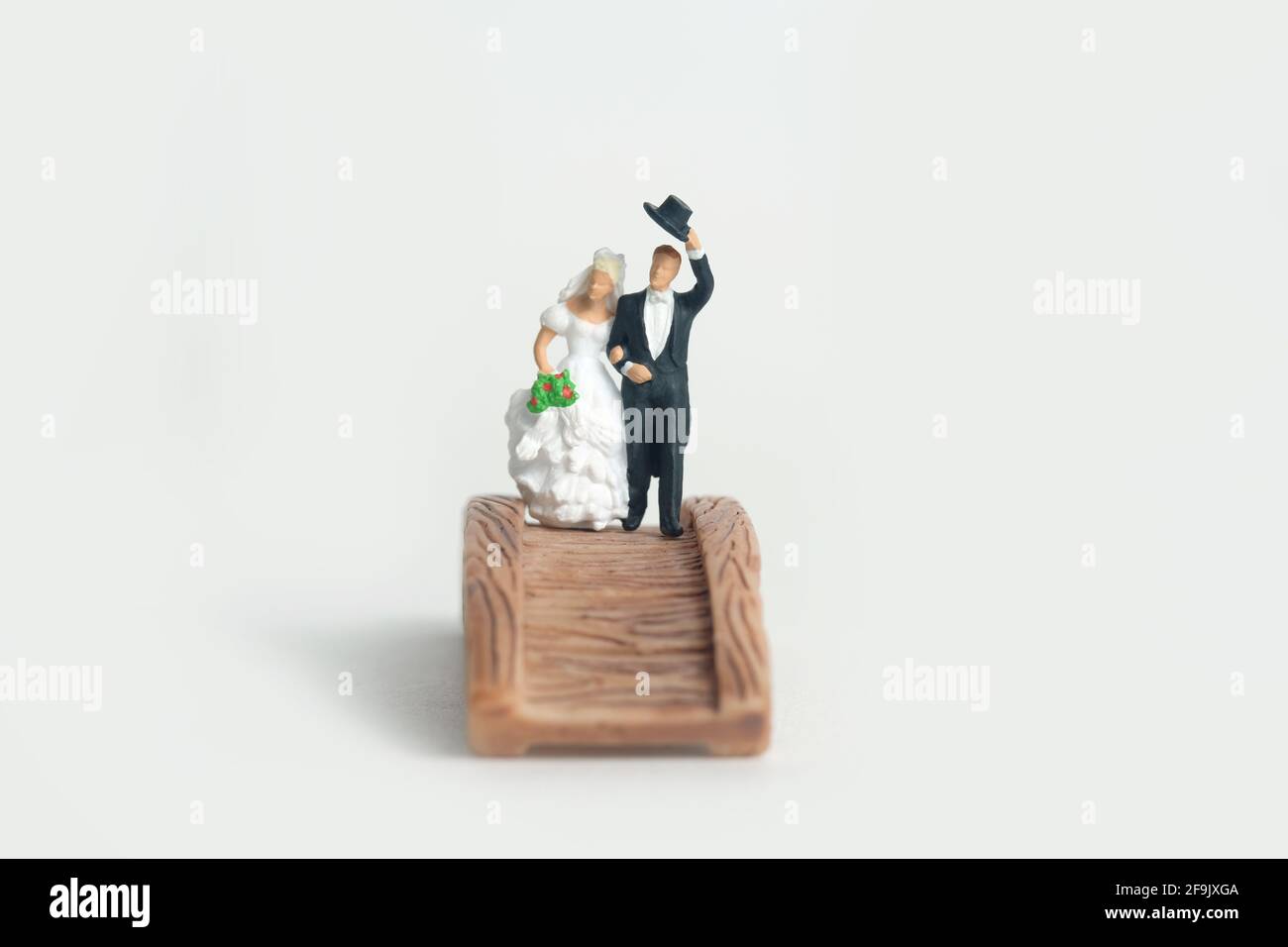 Wedding and marriage newlywed couple concept miniature people toy ...
