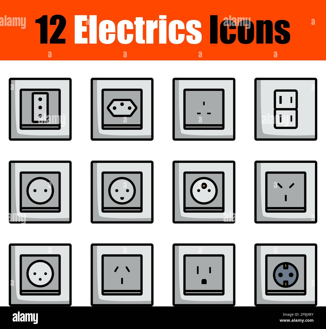 Electrics Icon Set. Editable Bold Outline With Color Fill Design ...