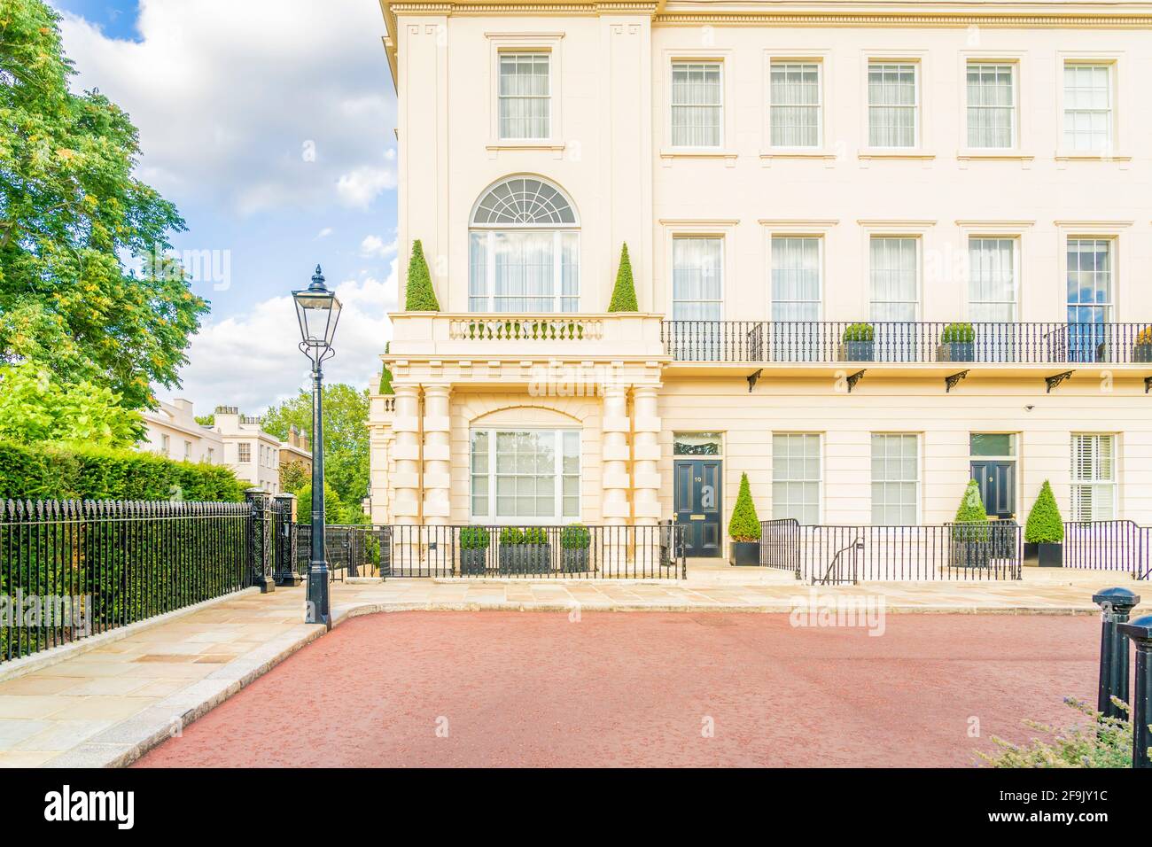 July 2020. London. Architecture on Cambridge Terrace and Cambridge gate ...