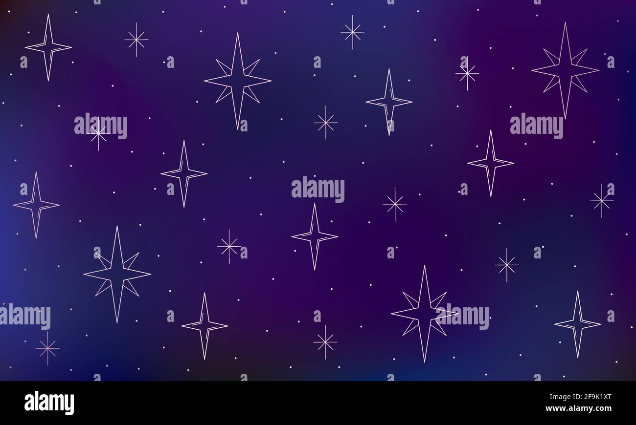 Vector blurred wallpaper night starry sky. Line art and mesh in blue ...