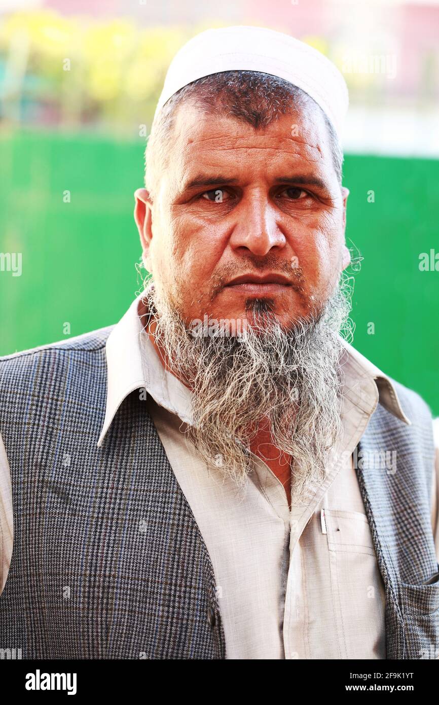 Bearded Pathan man from Swat, Pakistan with Indian Muslim man Stock ...