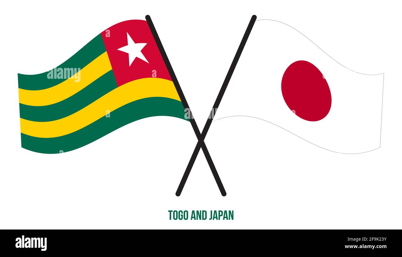 Togo and Japan Flags Crossed And Waving Flat Style. Official Proportion ...