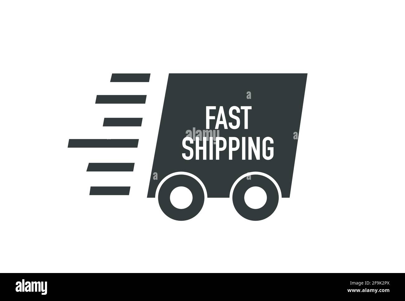 Fast shipping box in movement line icon on white background. Fast ...