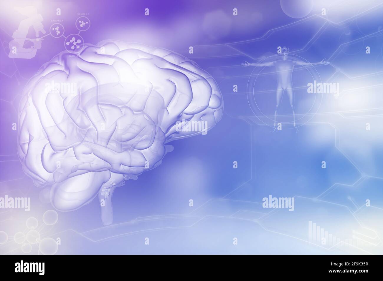 Human brain, psychology research concept - detailed modern background ...