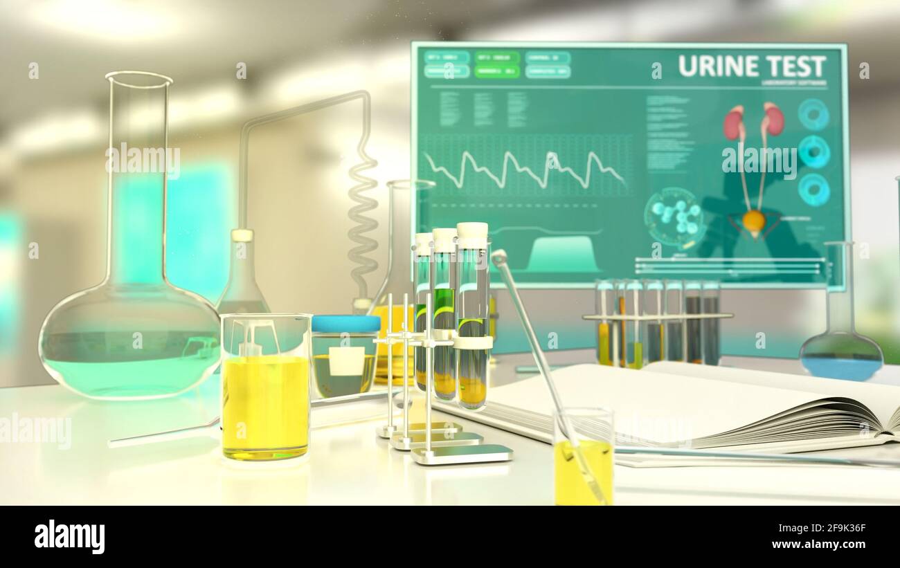 laboratory urine analysis backdrop, cg medicine 3d illustration Stock ...