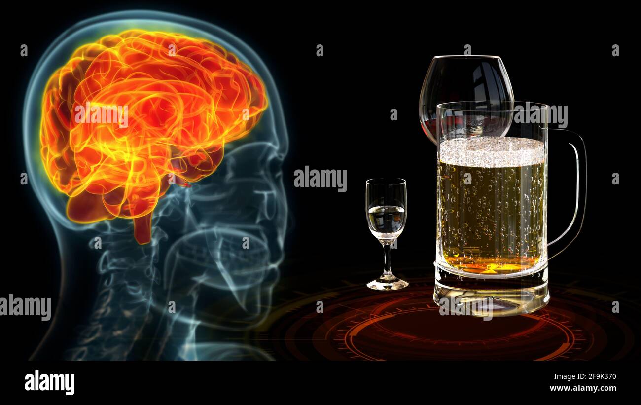 Alcohol brain 3d hi-res stock photography and images - Alamy