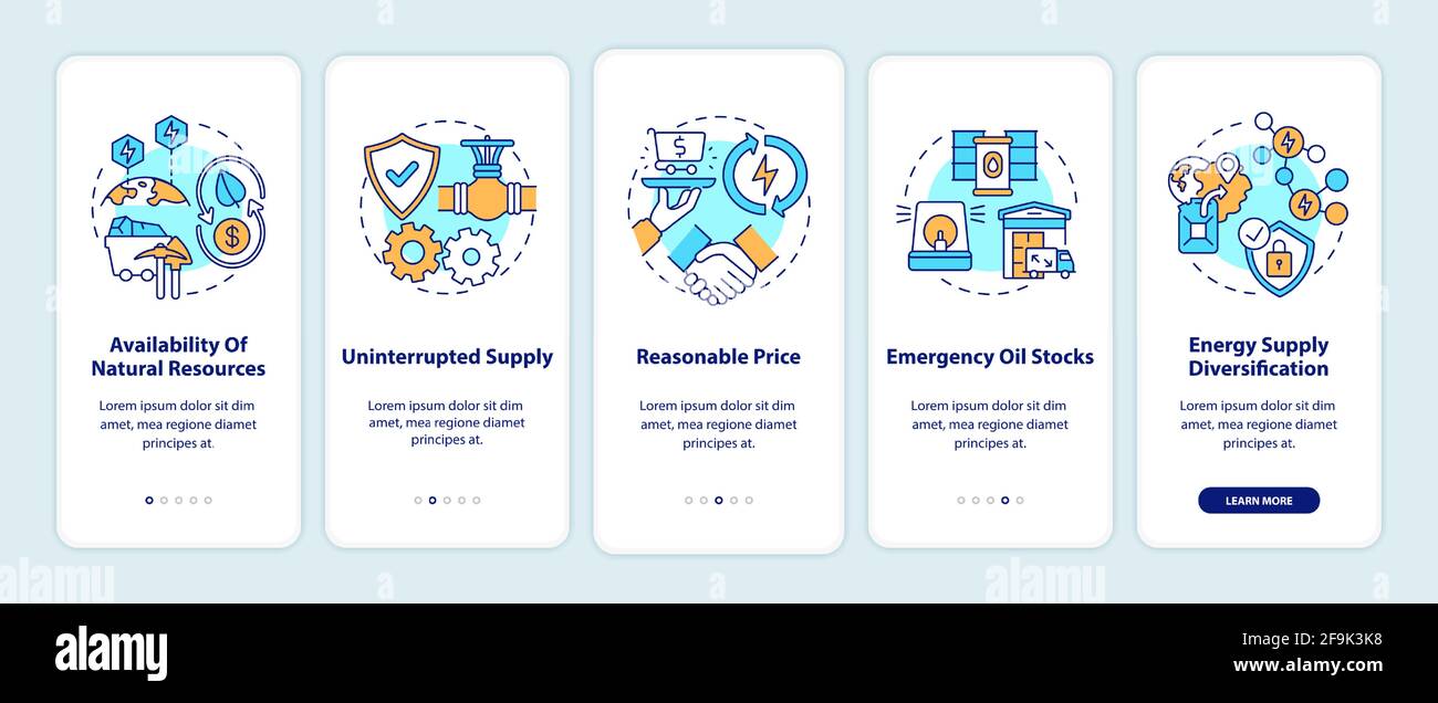 Energy Security Components Onboarding Mobile App Page Screen With