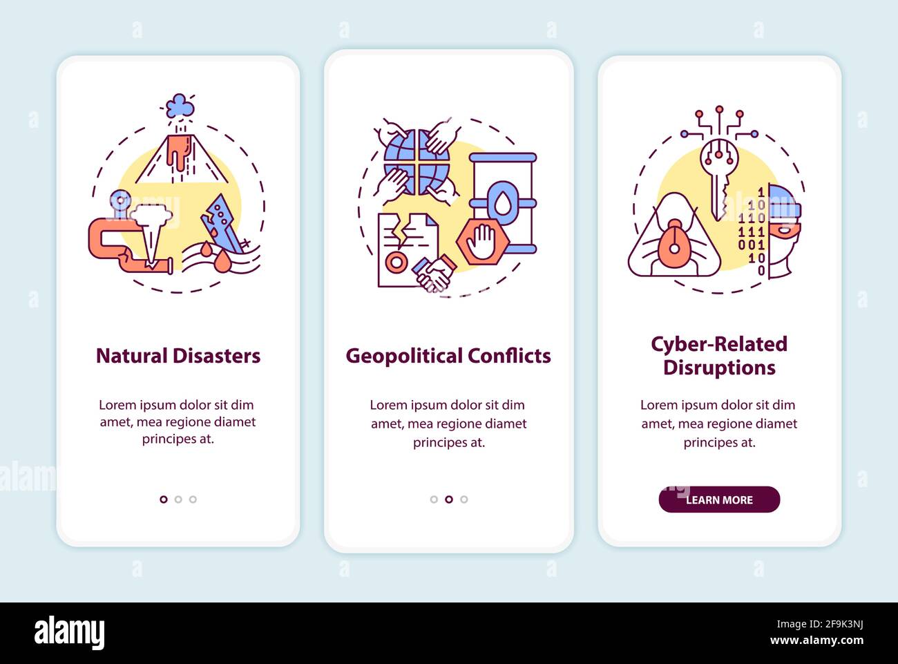 Energy Security Threats Onboarding Mobile App Page Screen With Concepts