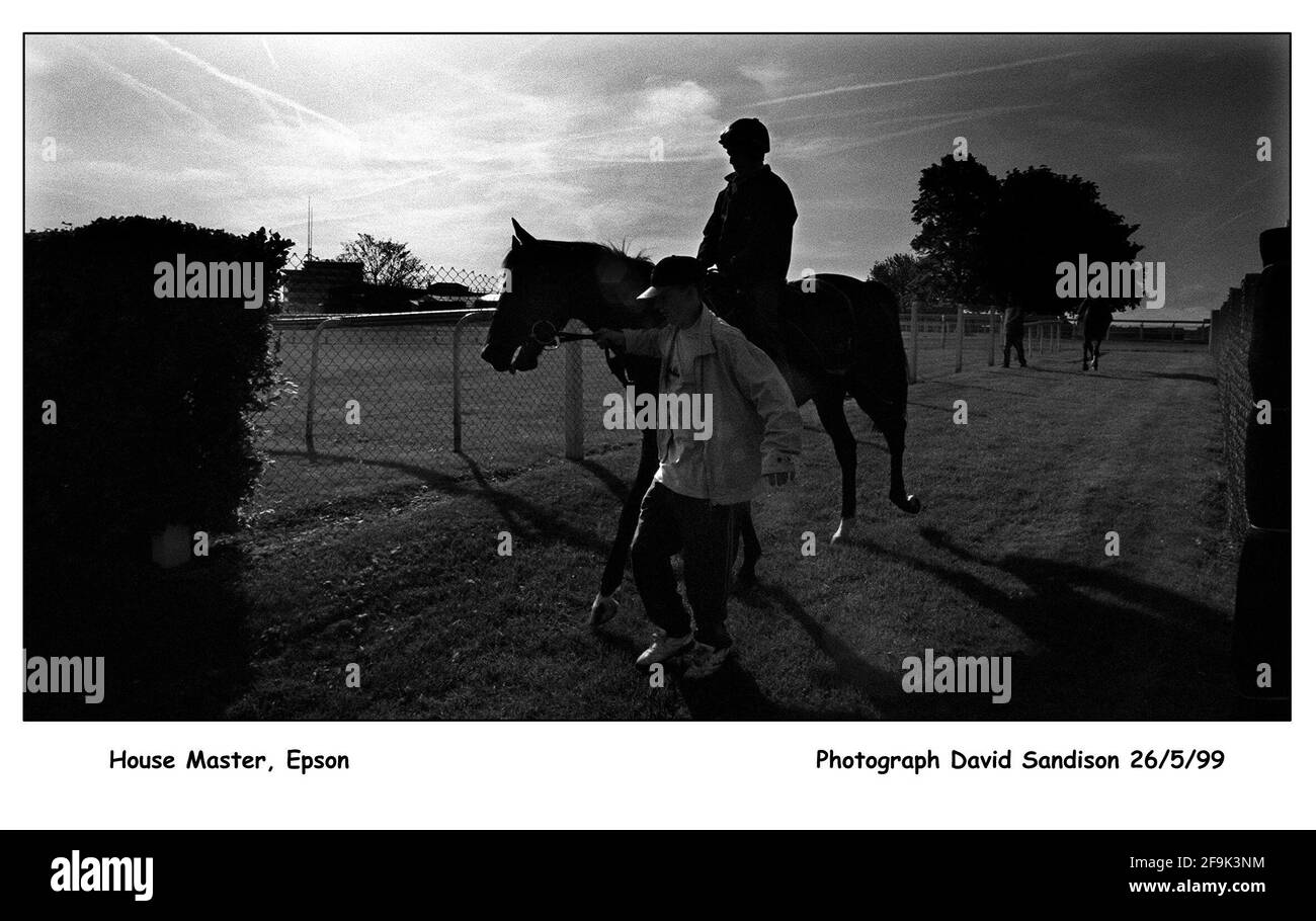Racehorse House Master and stable lad Paul Turner May 1999at stables at ...
