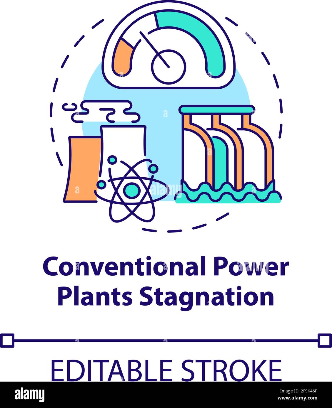 Conventional power plants stagnation concept icon Stock Vector Image ...