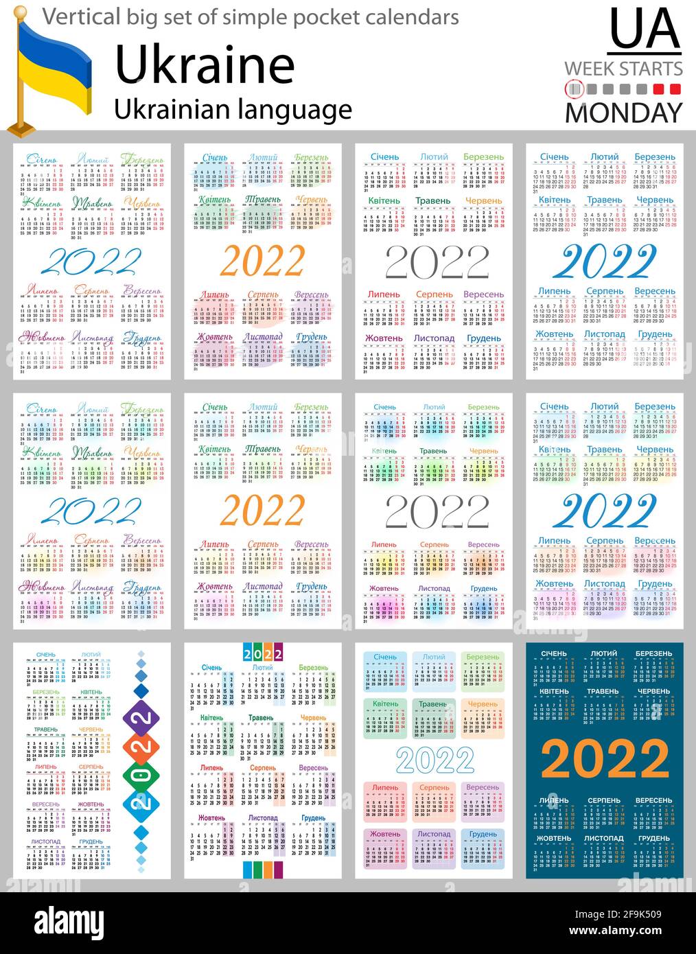 Ukrainian vertical Big set of pocket calendars for 2022 (two thousand ...