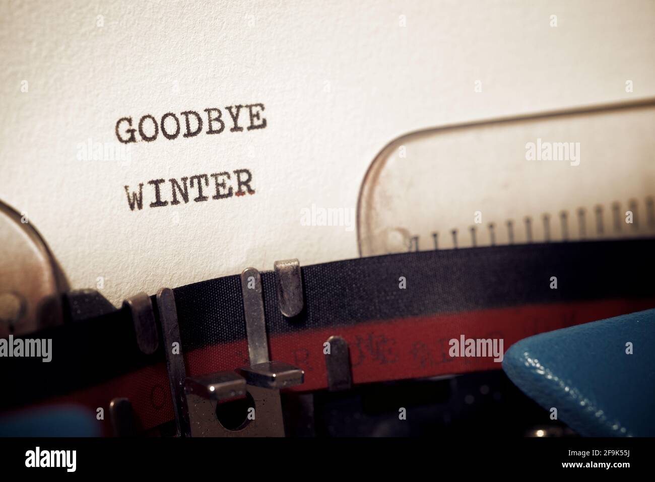 Goodbye winter phrase written with a typewriter Stock Photo - Alamy