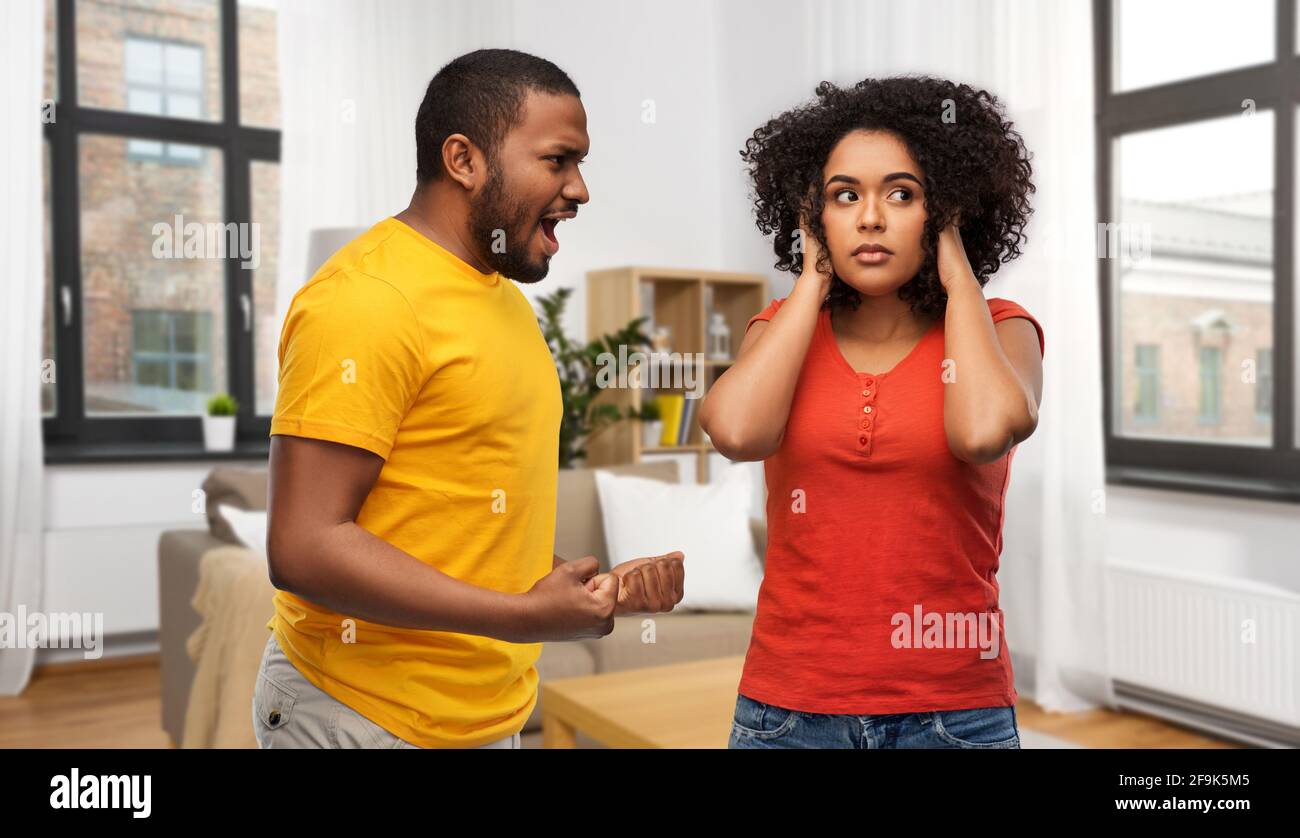 african american couple having argument at home Stock Photo - Alamy