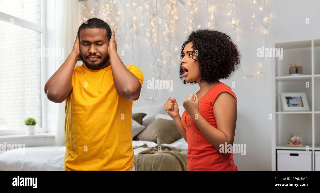 african american couple having argument at home Stock Photo - Alamy