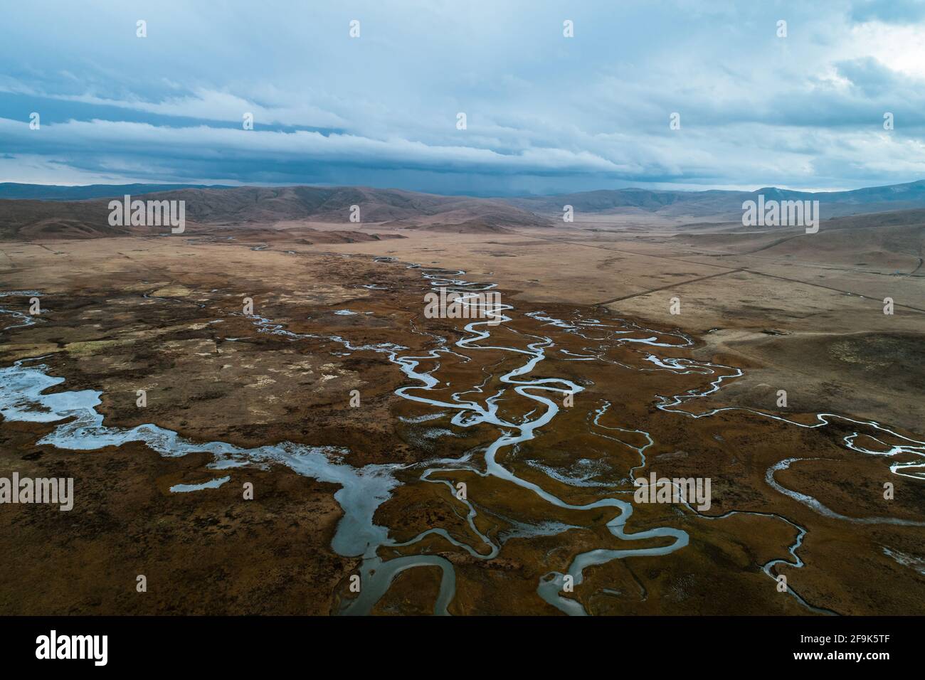 Aerial photography of the natural scenery of Guomang Wetland Stock ...