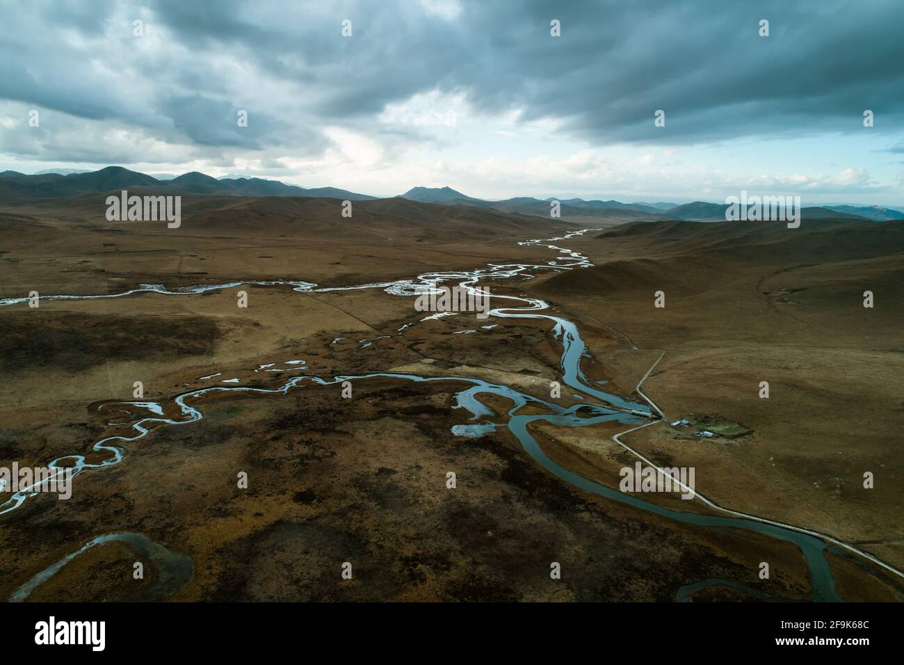 Aerial photography of the natural scenery of Guomang Wetland Stock ...