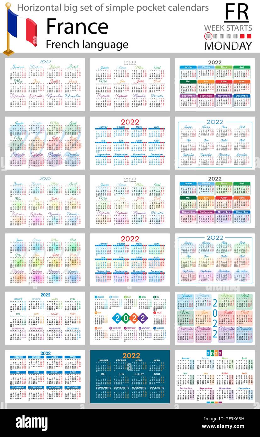 French horizontal Big set of pocket calendars for 2022 (two thousand ...