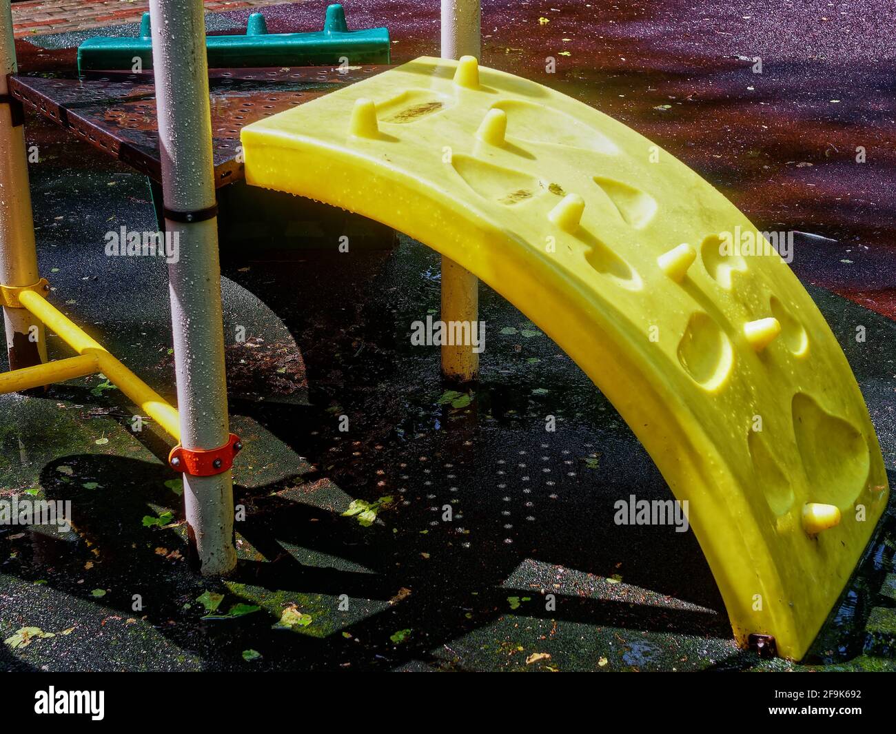 Playground after heavy rain in summer Stock Photo - Alamy
