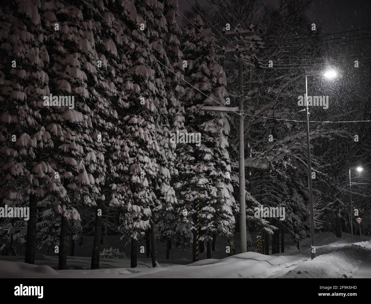 Snowy Night Landscape Stock Photo - Alamy