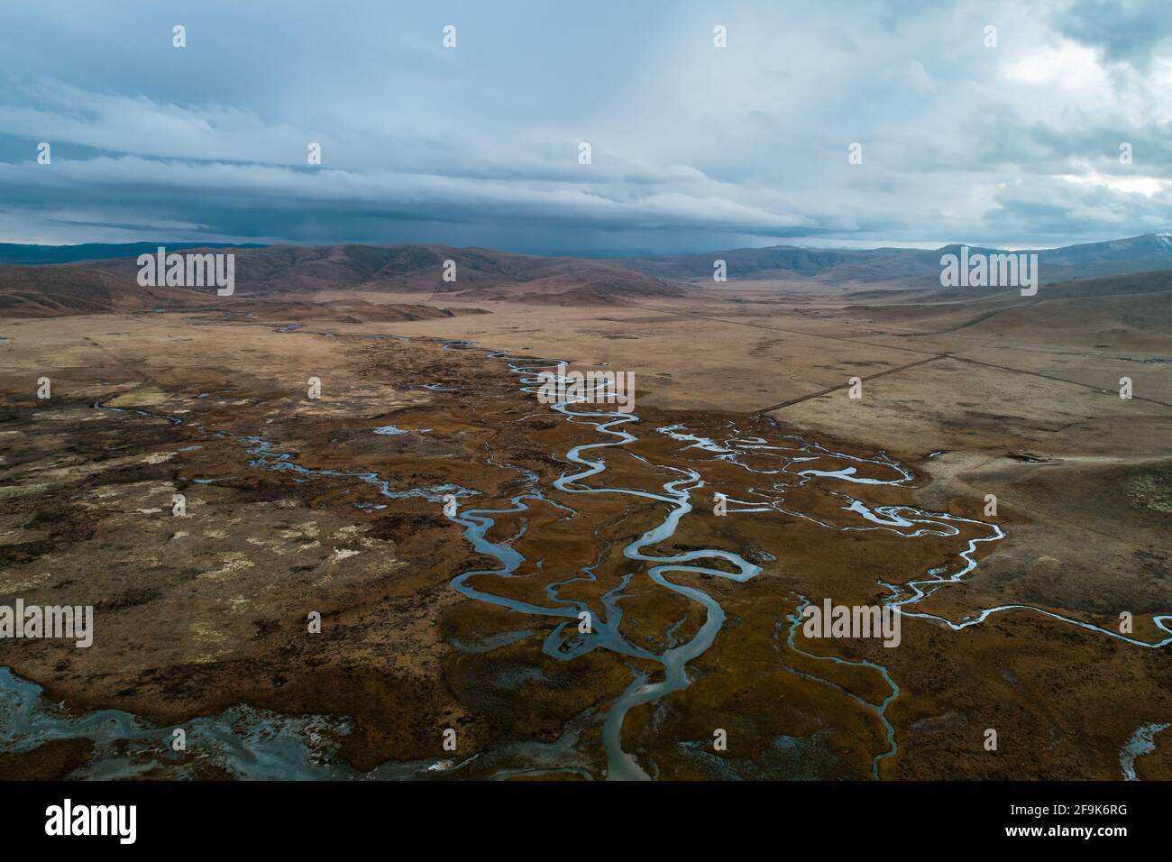 Aerial photography of the natural scenery of Guomang Wetland Stock ...