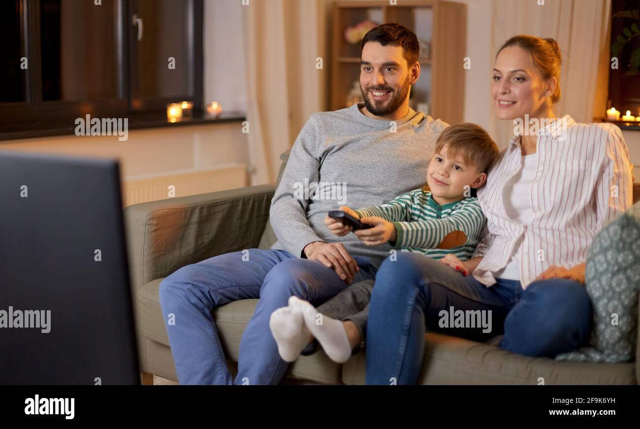 Boy watching television night hi-res stock photography and images - Alamy