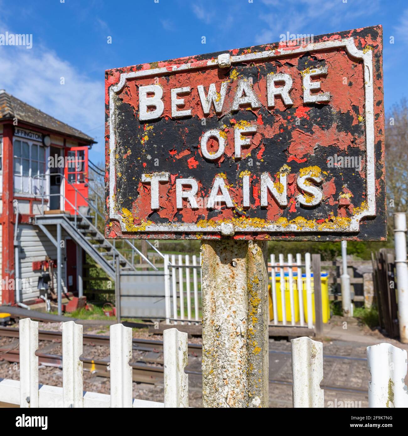 Beware of trains sign, Uffington signal box, Uffington, Stamford ...