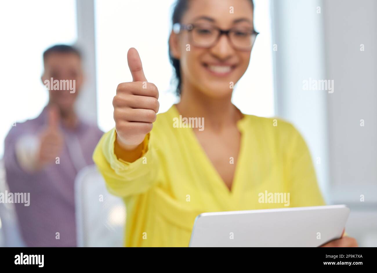 Thumbs up happy young black hi-res stock photography and images - Alamy