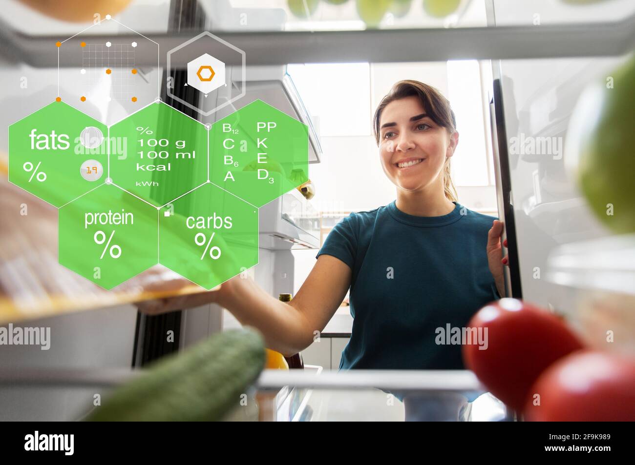 Happy woman taking food hi-res stock photography and images - Alamy