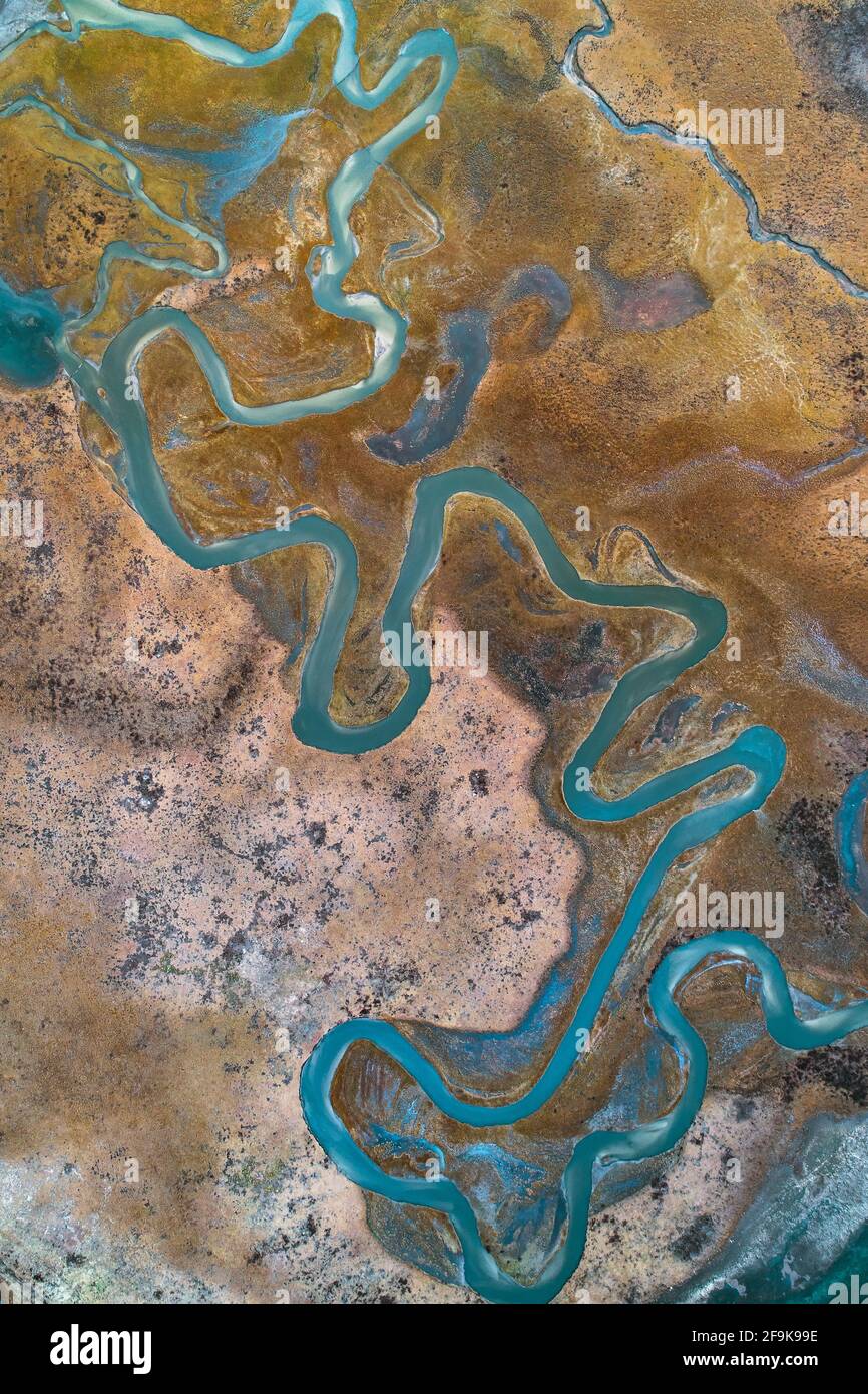 Aerial photography of the natural scenery of Guomang Wetland Stock ...