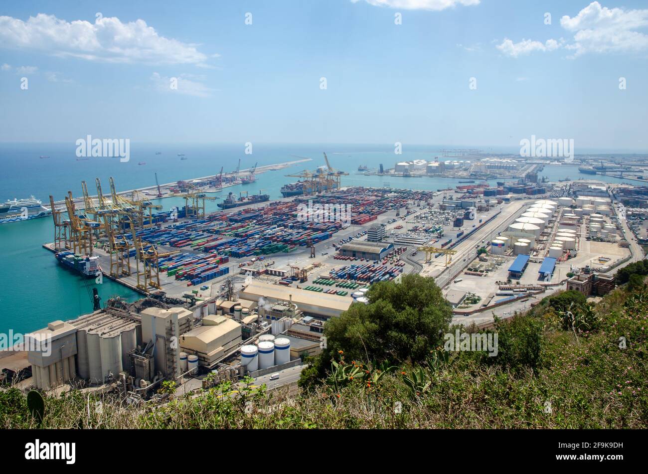 Panoramic aerial view of Commercial Dock With Containers And Cranes of ...