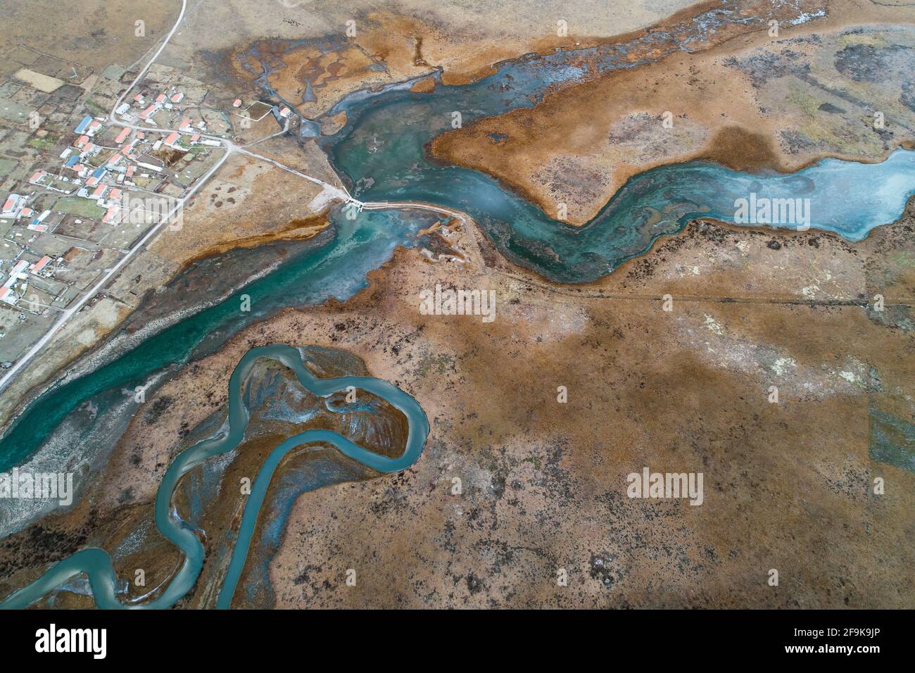 Aerial photography of the natural scenery of Guomang Wetland Stock ...