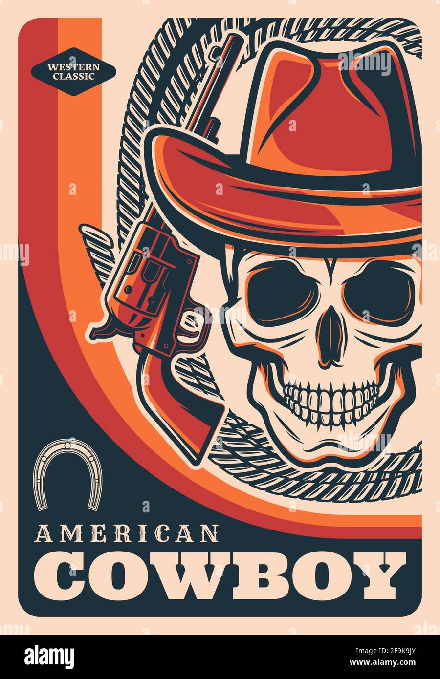 Wild West cowboy skull, American Western vector vintage vector retro ...