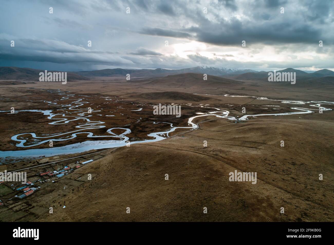 Aerial photography of the natural scenery of Guomang Wetland Stock ...