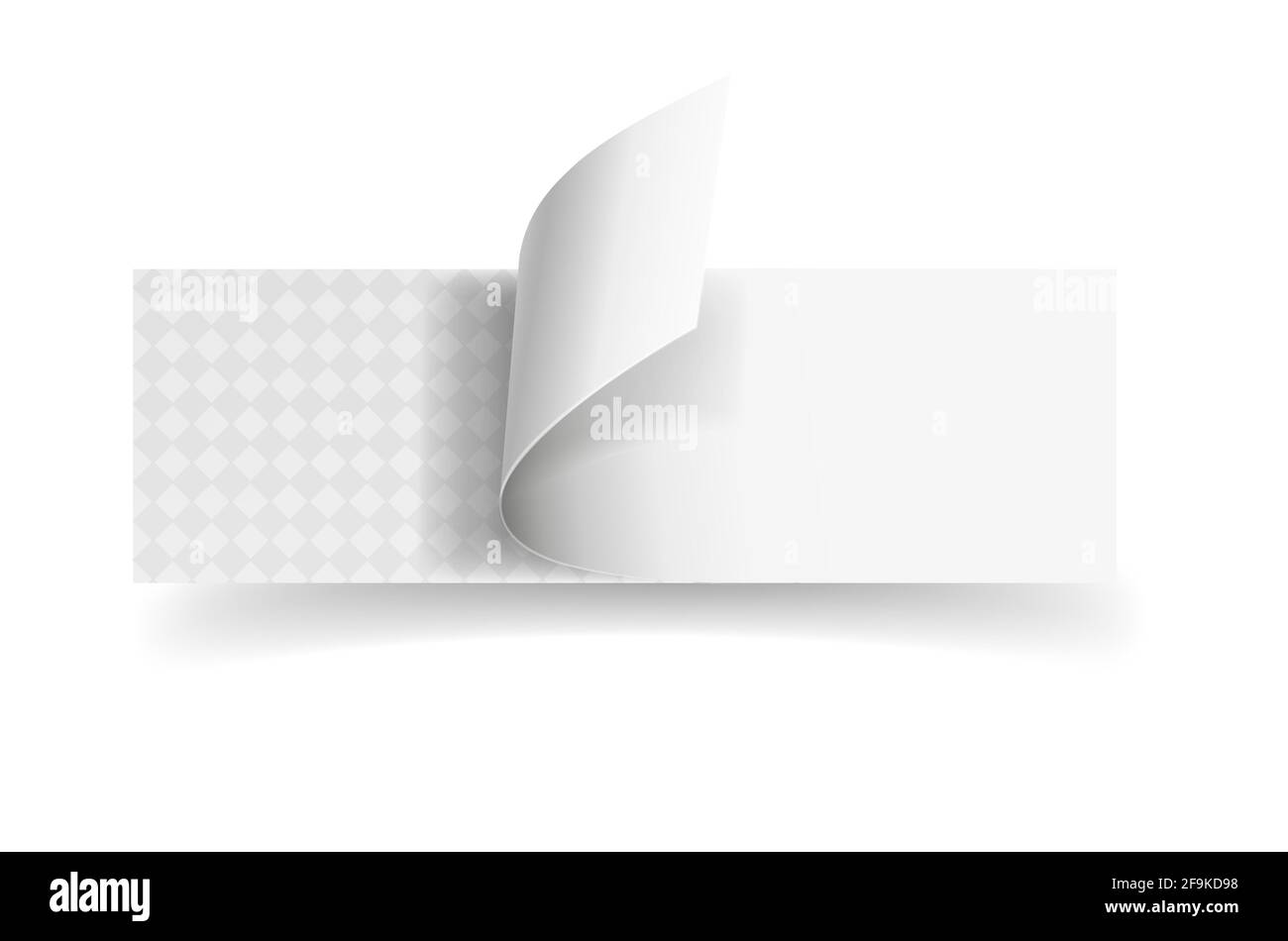 White sheet of paper twisted on a transparent background. Blank for ...