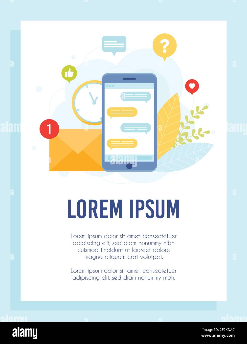 Customer support chat on smartphone and email ticket. Flyer concept ...