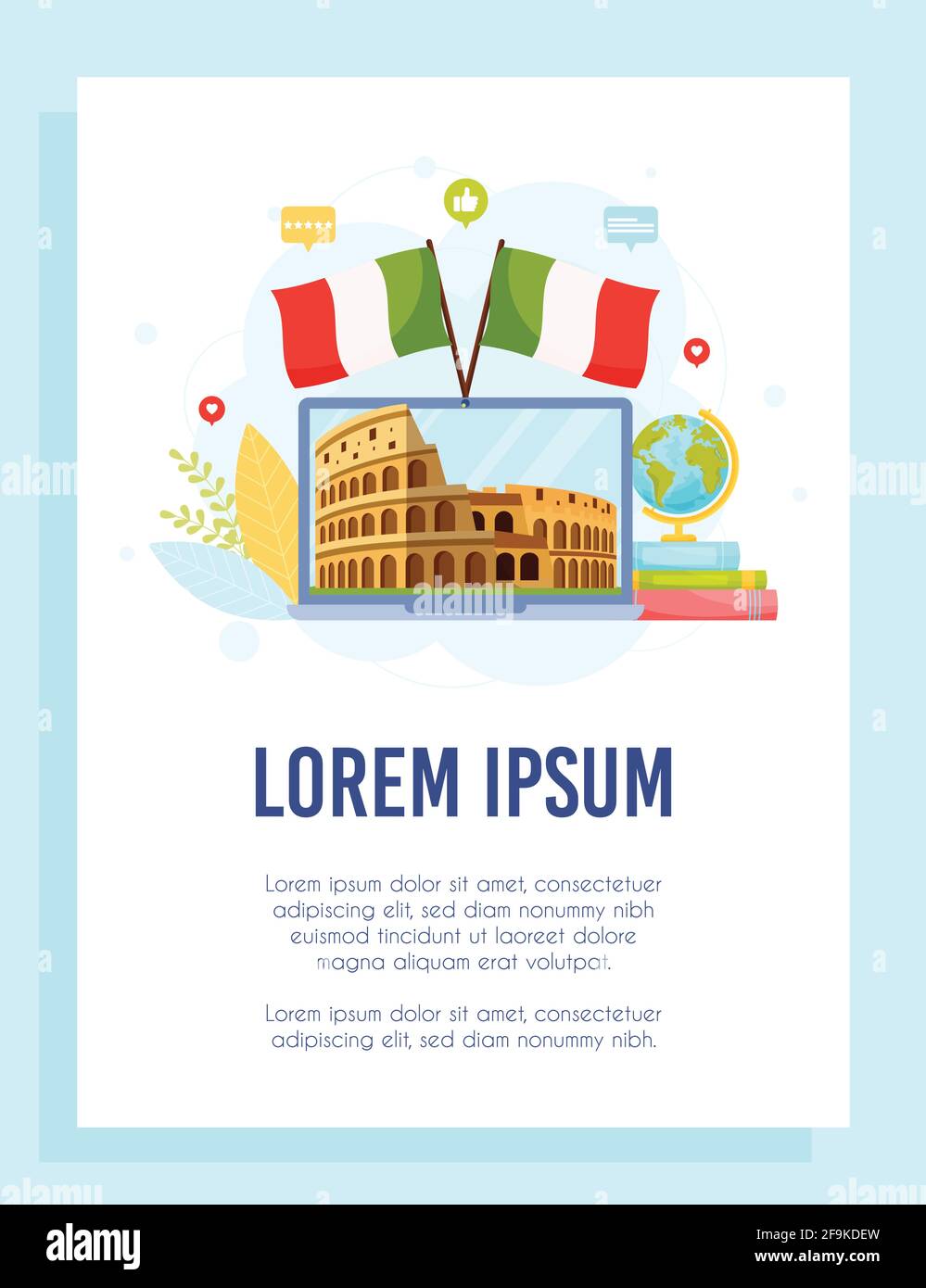 Learn about Italy concept. Flyer template. Vector illustration Stock ...