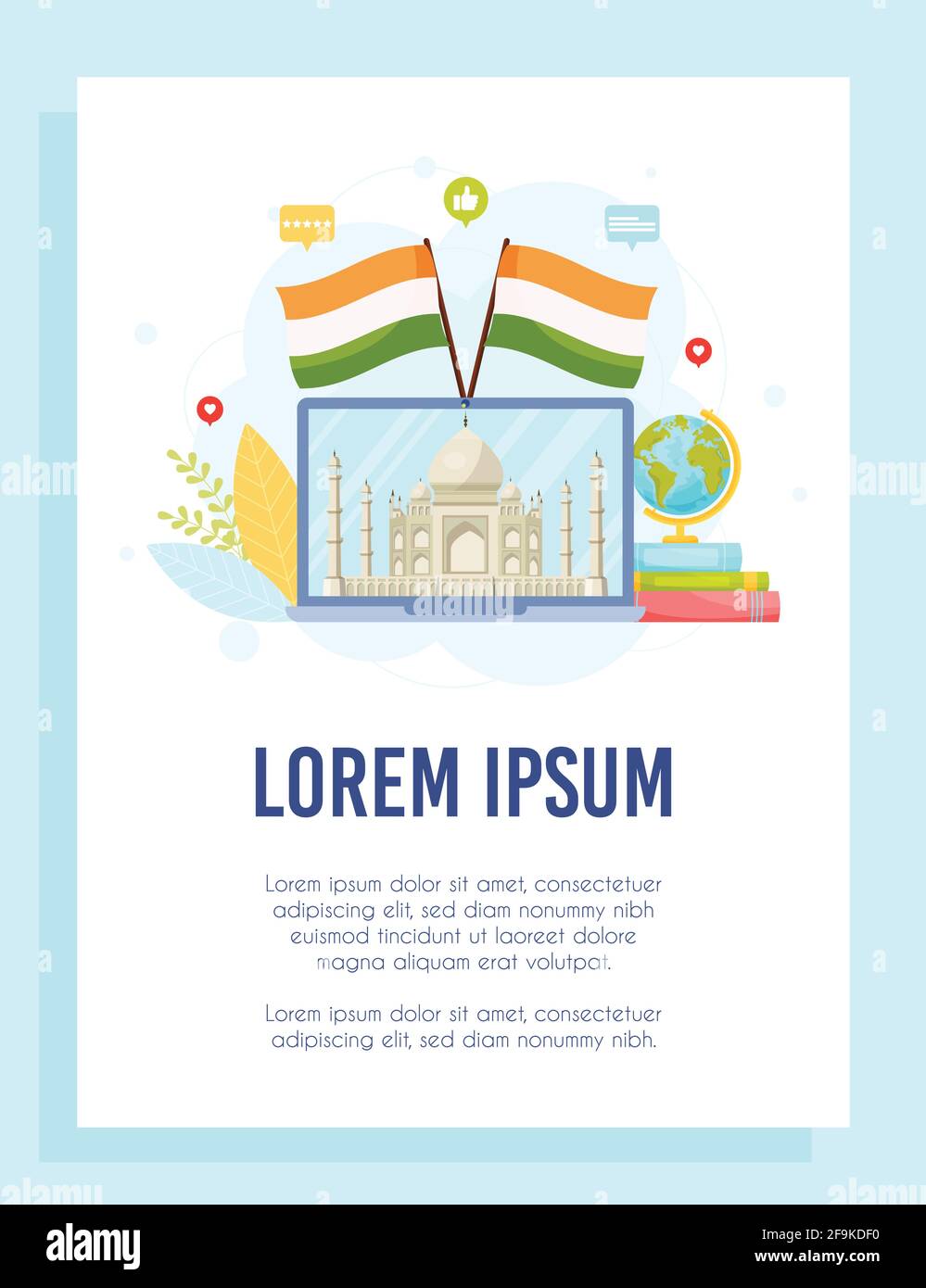 Learn about India concept. Flyer template. Vector illustration Stock ...