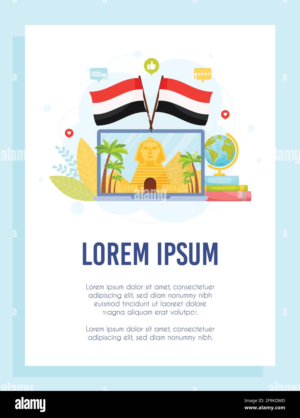 Learn about Egypt concept. Flyer template. Vector illustration Stock ...