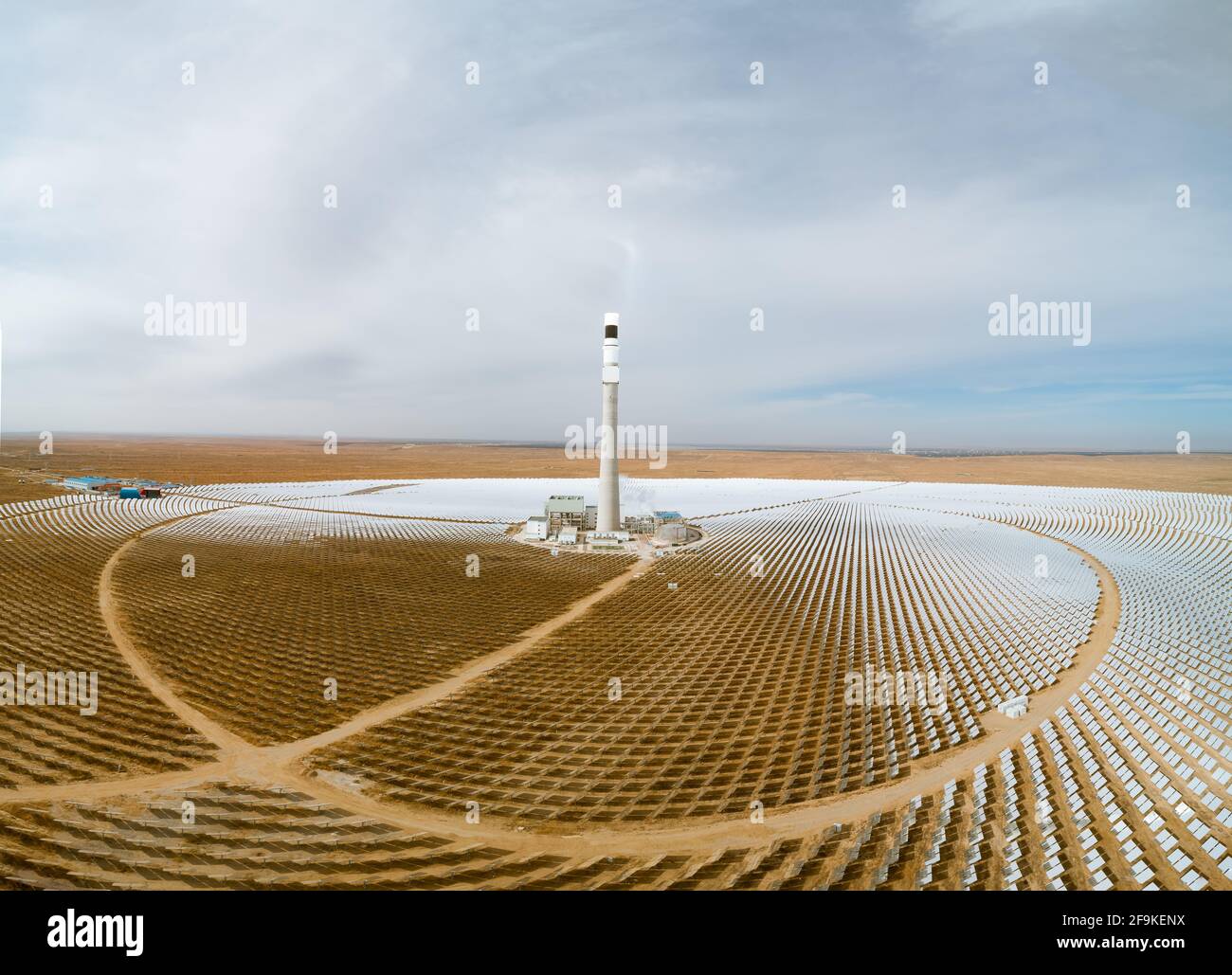 Aerial photo of solar thermal power plant Stock Photo - Alamy