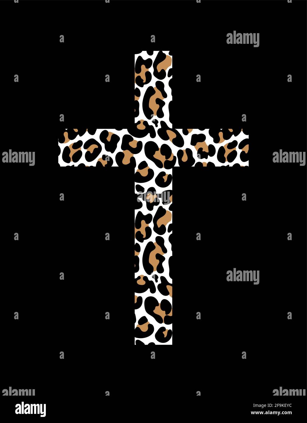 Leopard Print Cross - Handdrawn vector calligraphy image in cross shape ...