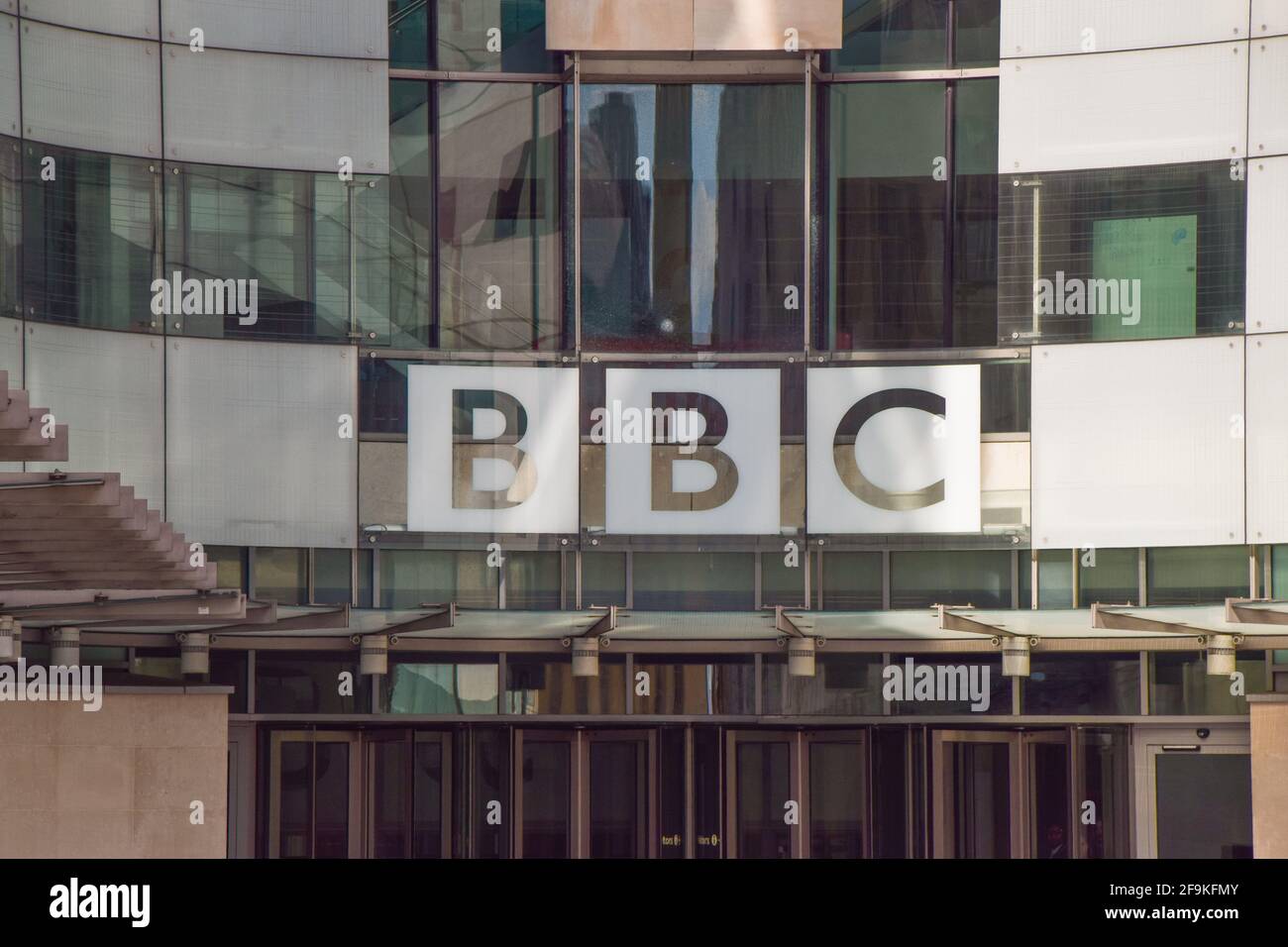 Broadcasting House, BBC headquarters in Central London, entrance ...