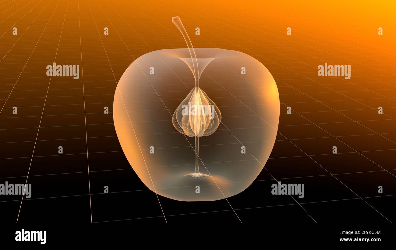Apple in x-ray light, warm colors, 3D rendering Stock Photo - Alamy